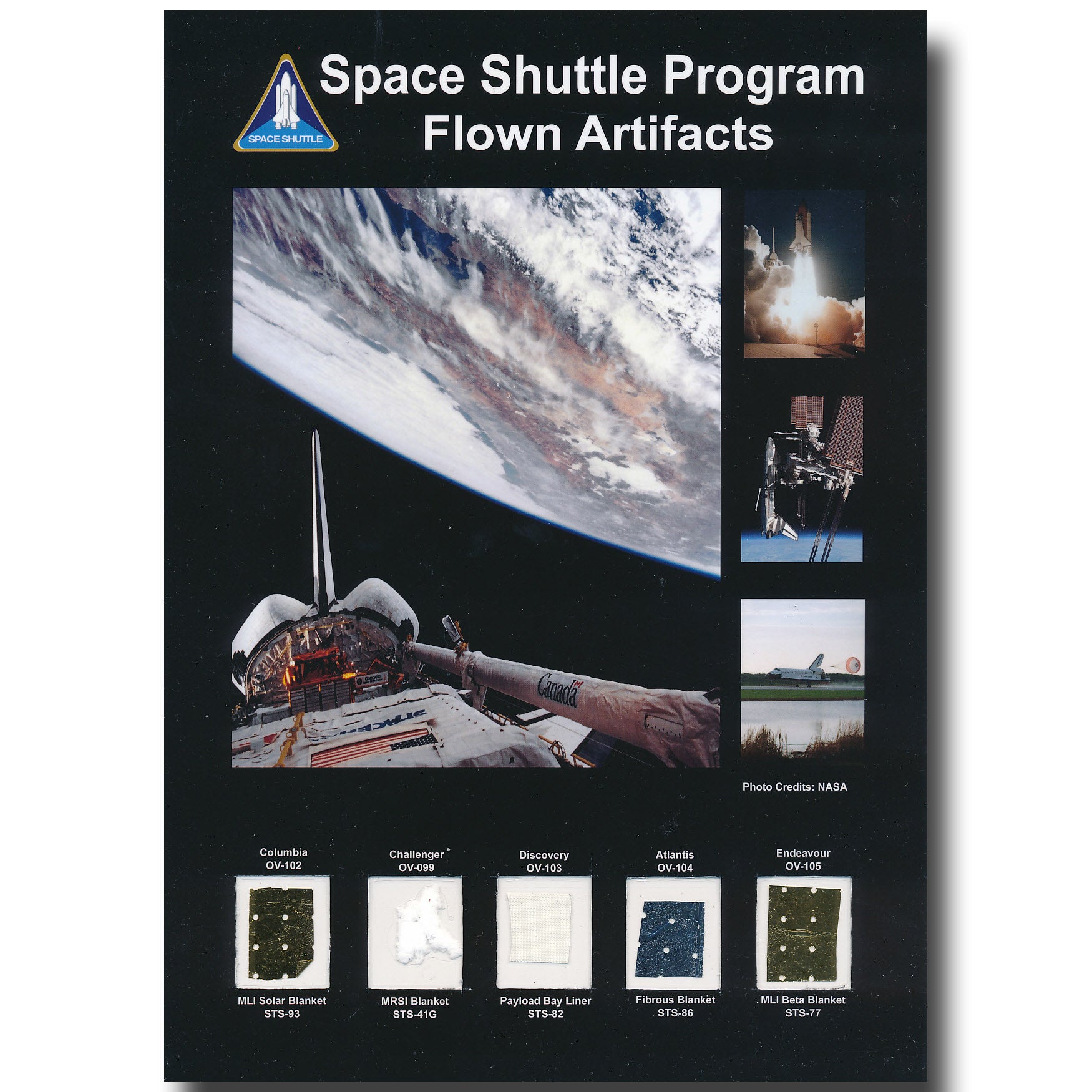 Space Shuttle all five orbiters – flown material – BEEN IN SPACE