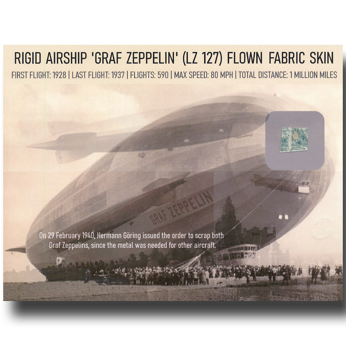 Graf Zeppelin rigid airship LZ 127 flown fabric skin – BEEN IN SPACE