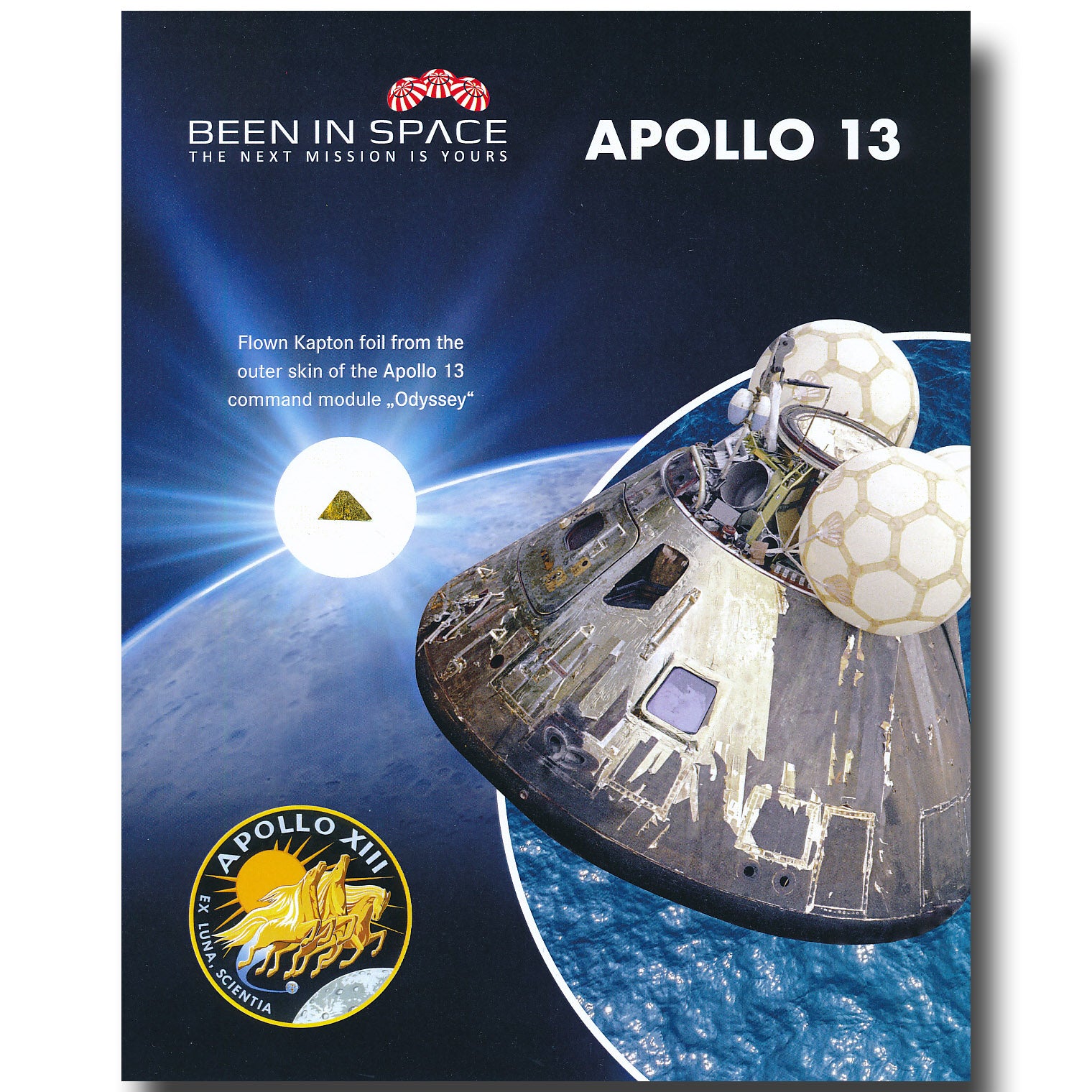 Apollo 13 Moon flown Kapton foil insulation material 8x10 presentation ...