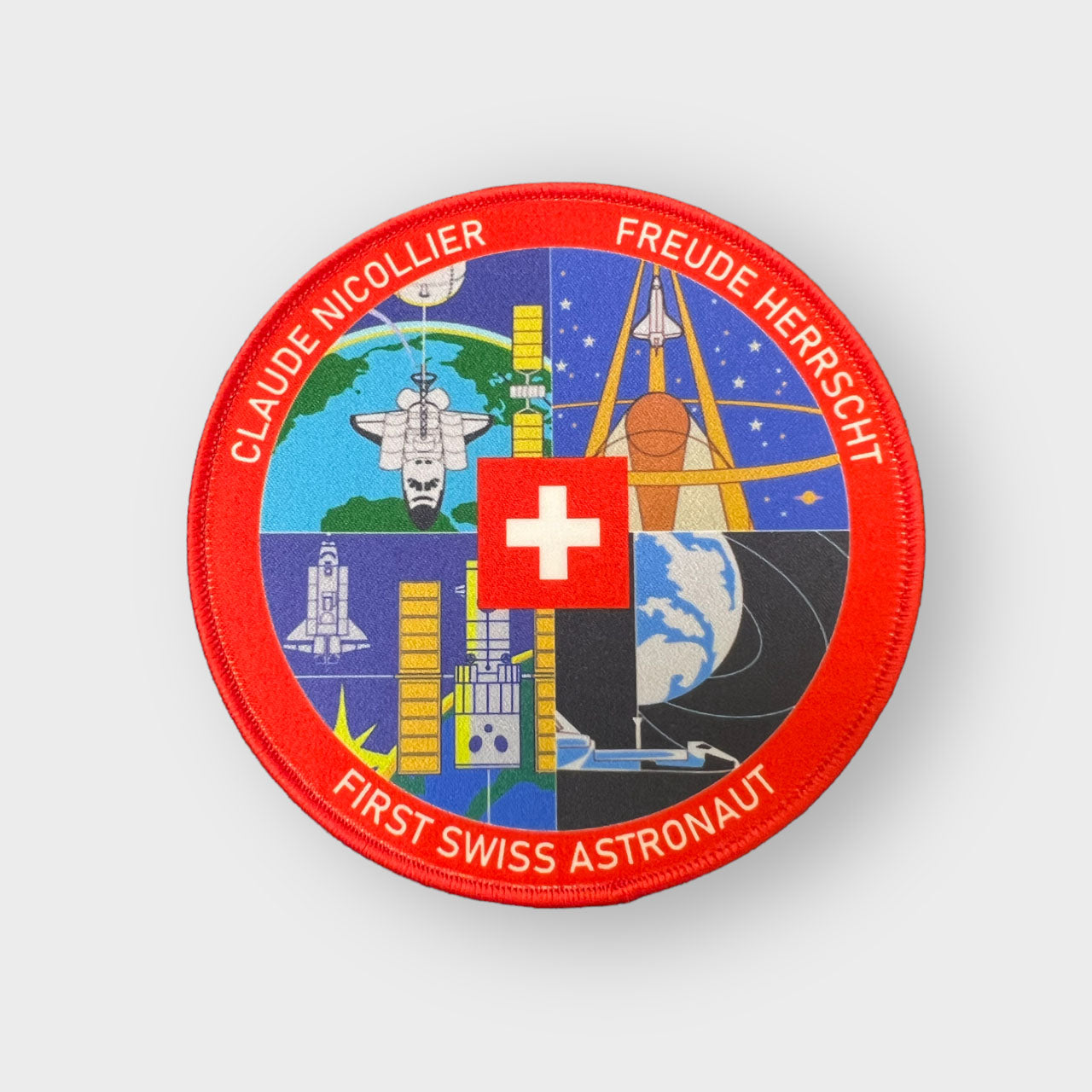 Claude Nicollier hand-signed 4'' anniversary patch – BEEN IN SPACE